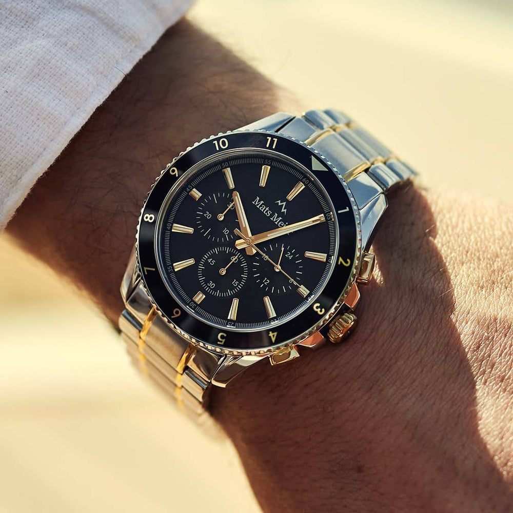 Mats Meier - chronograph mens watch gold coloured and green MM50017